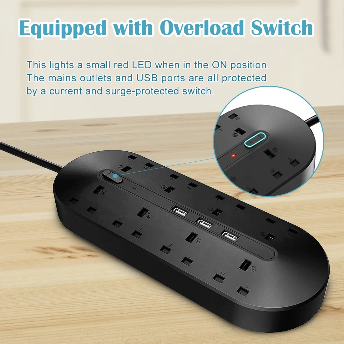 In Stock Mobile Expansion Power Socket - 8 Outlets + 3 USB