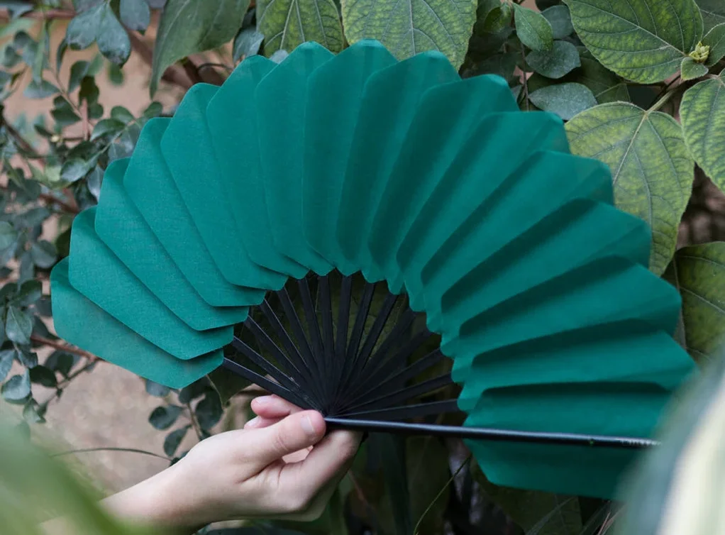 Leather Hand Fans - Elegant Chinese Morden Wooden Handle Fans