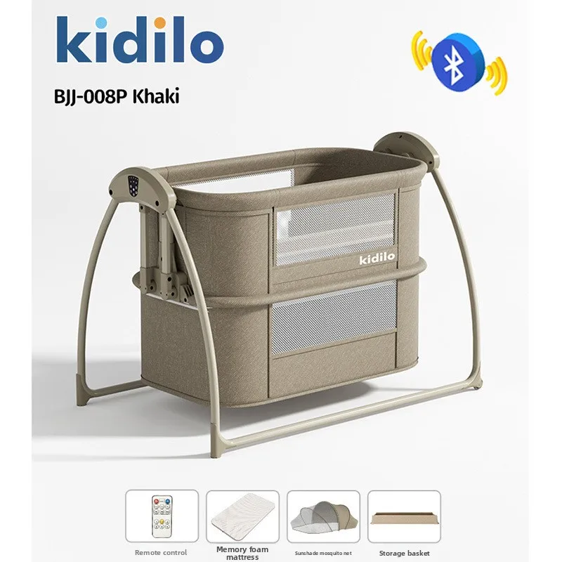 Kidilo Multi-Functional Electric Baby Crib Foldable Newborn Rocking Bed ...