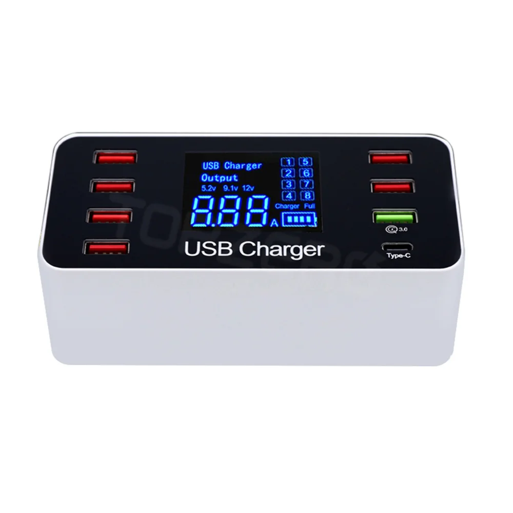 8 Port USB Charger with Quick Charge 3.0 - Efficient Charging