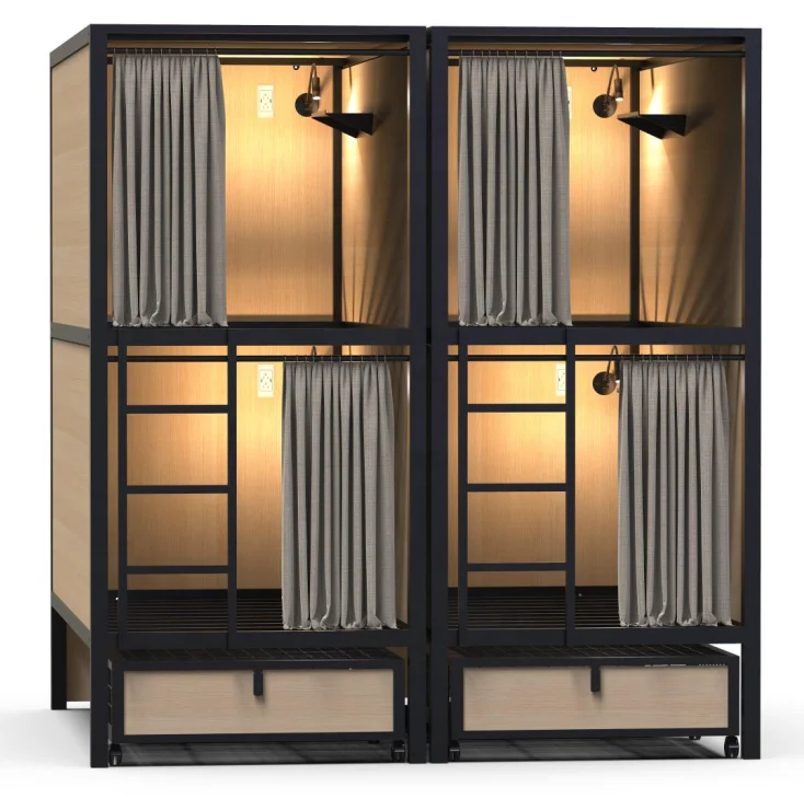 Steel Metal Hotel Capsule Bed Hostel Sleeping Pods Bunk Bed For Hotel ...