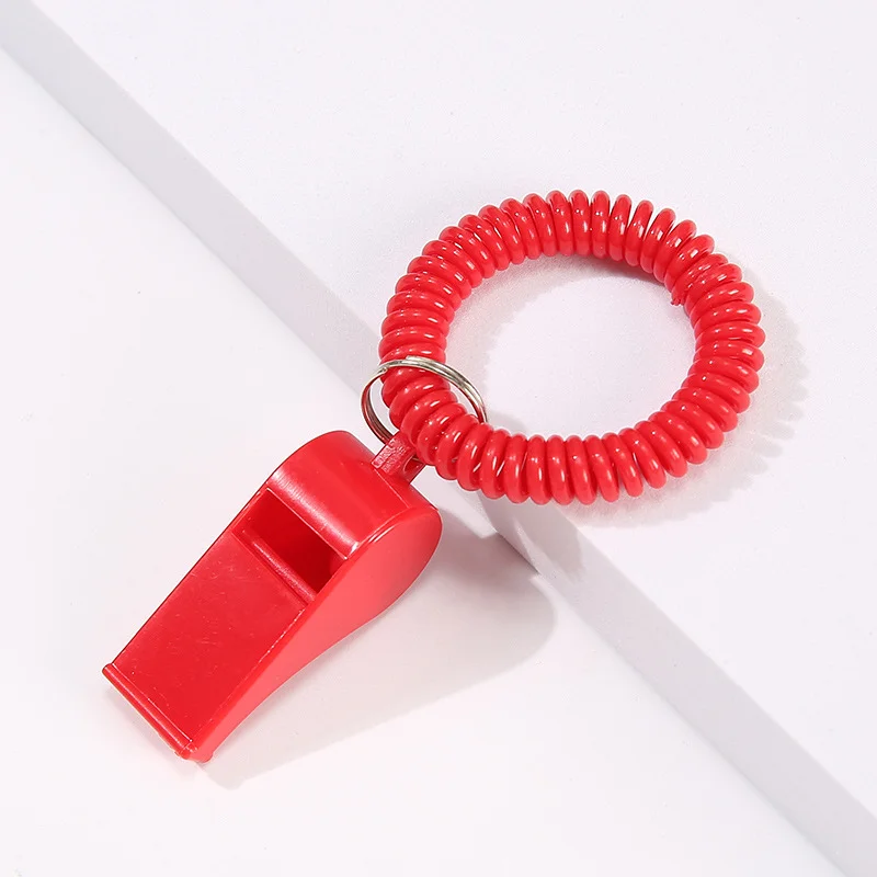Plastic Colored Whistle with Telephone Line Spring Coil