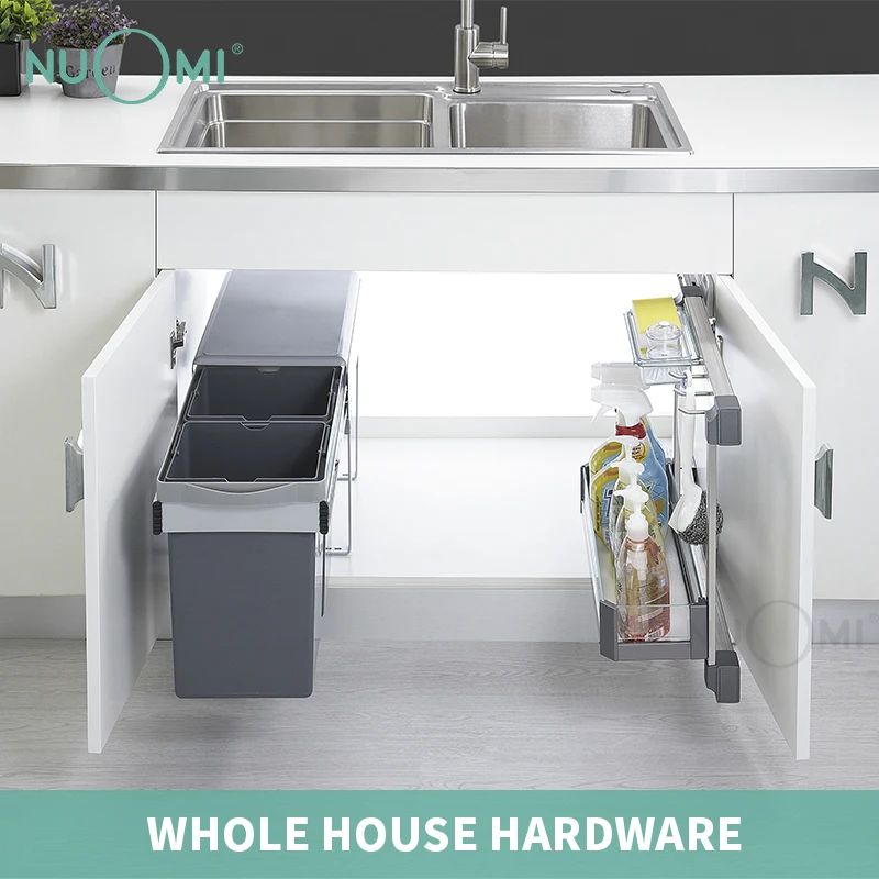 NUOMI Kitchen Push and Pull Dustbin - Plastic Trash Can for Modern ...