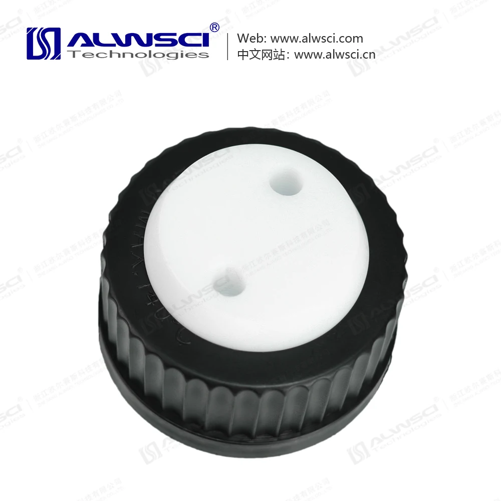 ALWSCI Black GL45 Safety Cap with 3 Ports for Lab Analysis