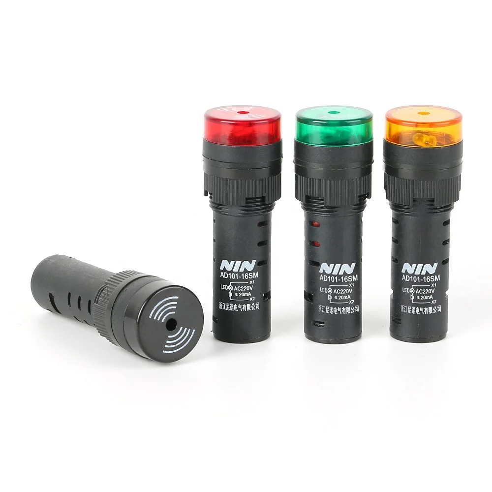 Panel Mount AC DC 12V 24V110V 220V Red Plastic LED Buzzer Alarm ...