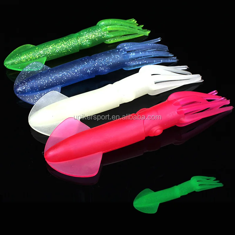Uniker 4 Color 9 Inch 2.5 Oz Glow Squid Lures,Large Size Luminous Soft ...