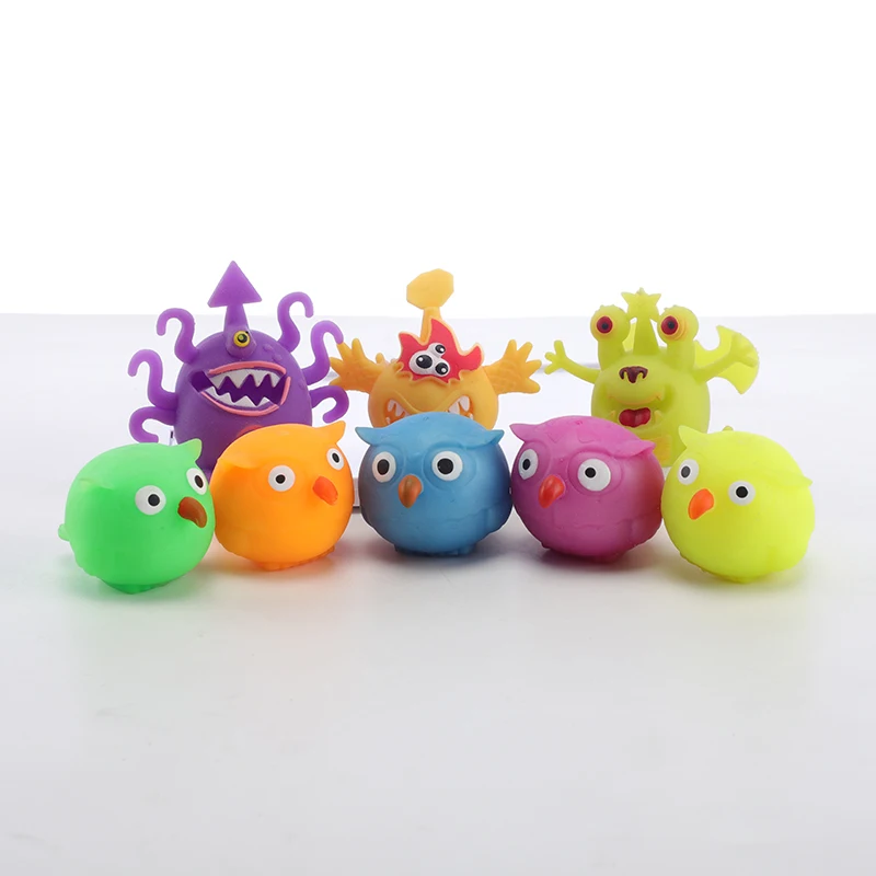 24pcs/display Box One Eye Monster Puffer Ball Toys Light Up Led Tpr Big ...