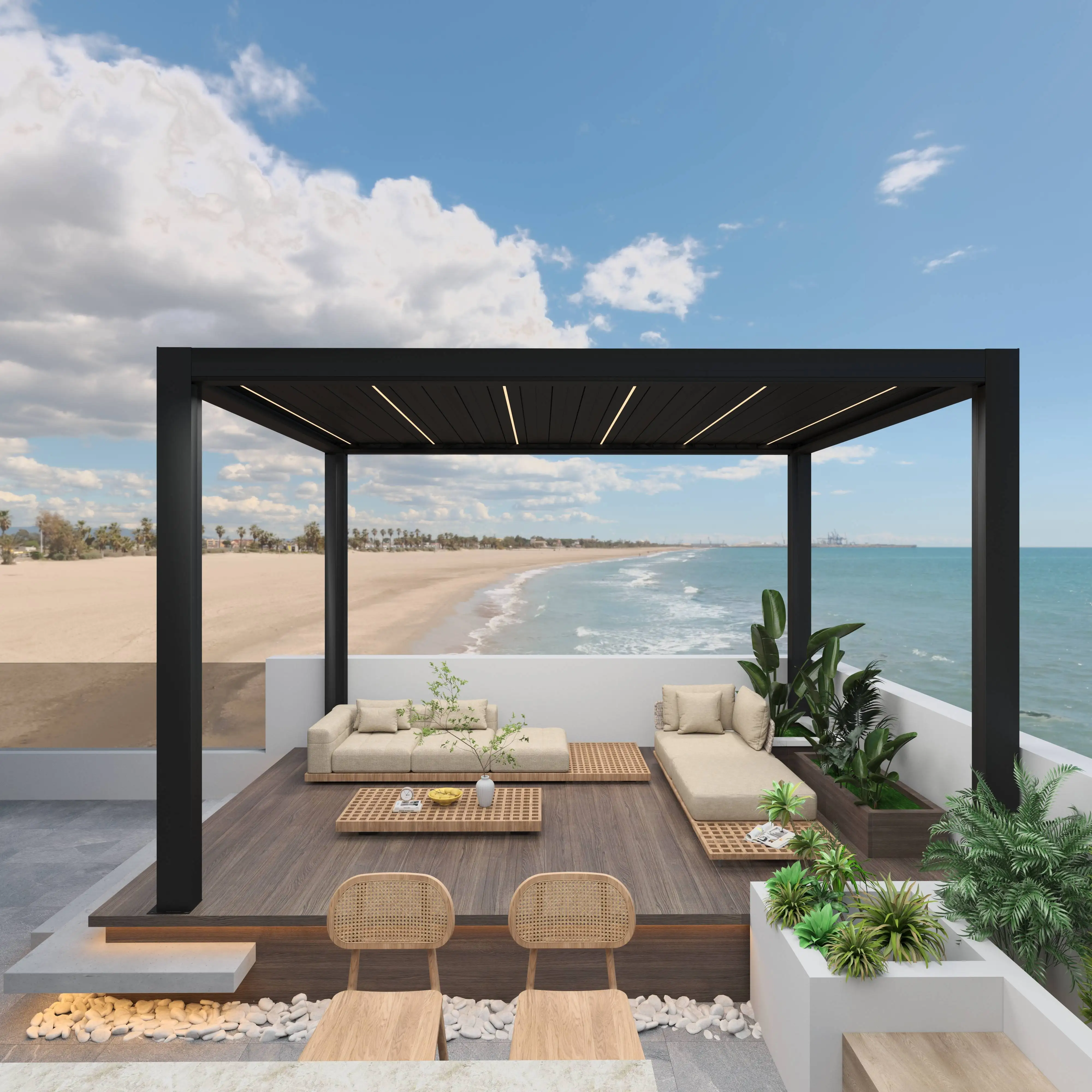 Pergola Louver Roof Factory Direct Gazebo Motorized Aluminum Nature ...