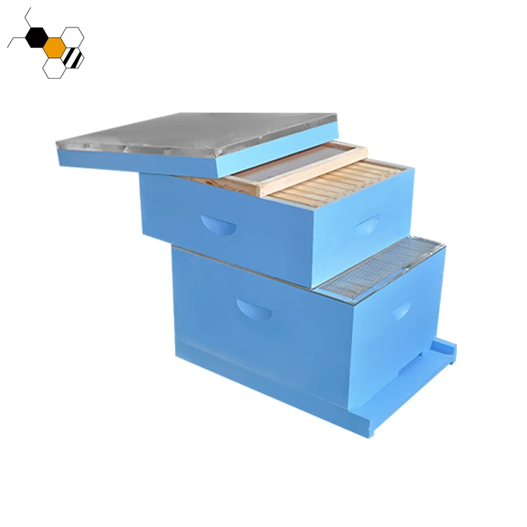 Wood Painted Blue Bee Hive - Langstroth Beehive (1 Year Warranty)