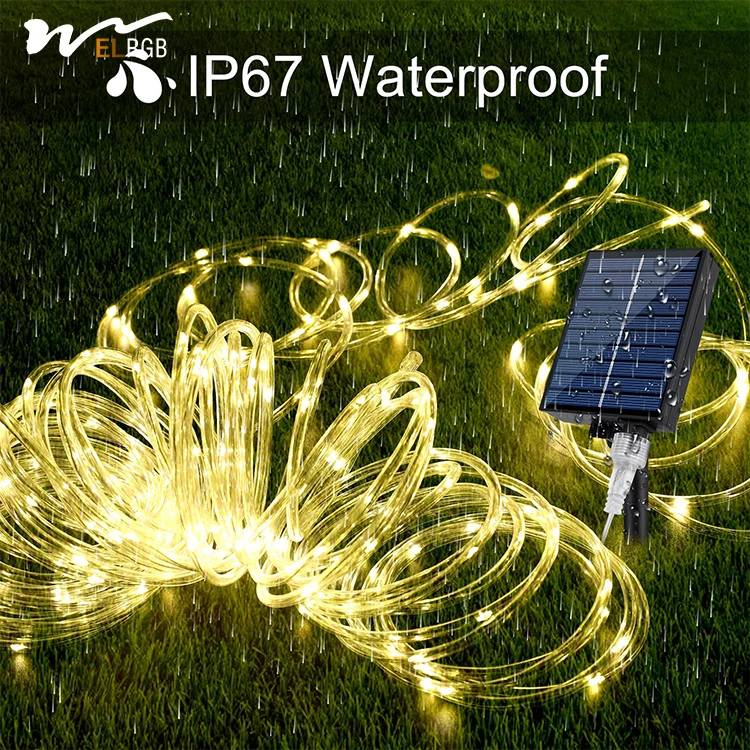 Solar Rope Light 72FT 200 LED Solar Rope Light with Remote Control 8 ...