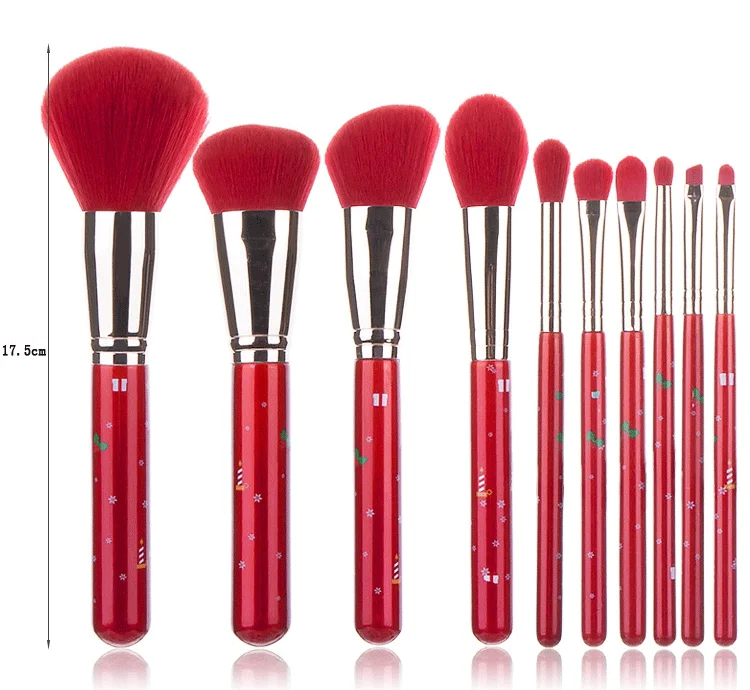 2019 New Style 10pcs Christmas Present Red Makeup Brush Set - Buy ...