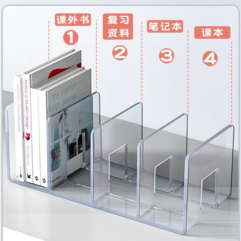 Modern Acrylic Desktop Book Organizer Expandable Bookends & Bookshelf ...