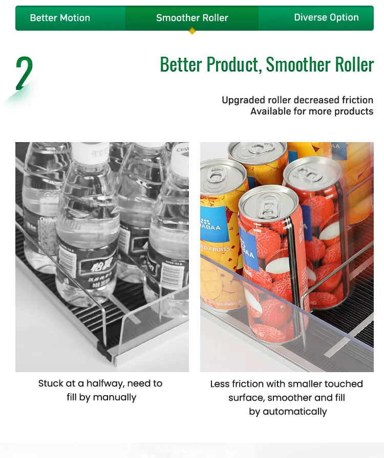 Beverage Freezer Pusher System Gravity Feed Roller Track Roller Track ...