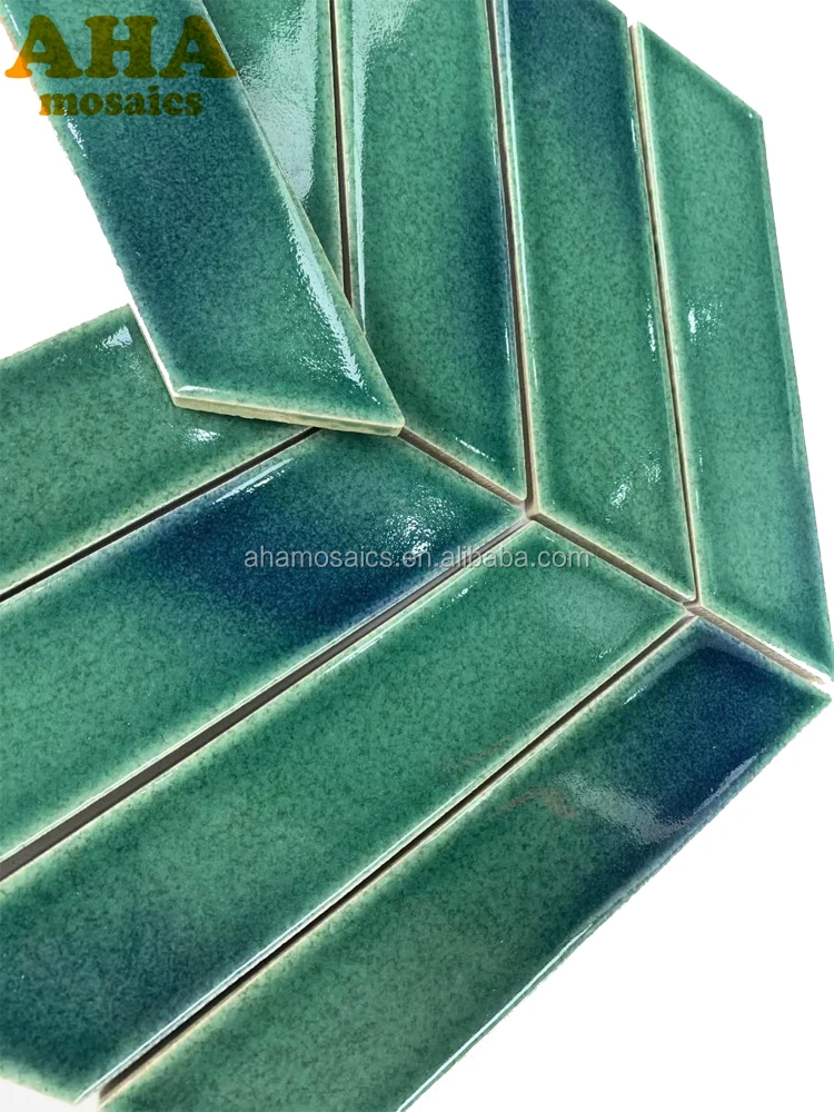 High Quality Wall Decorative Backsplash Green Irregular Mosaic Tile ...