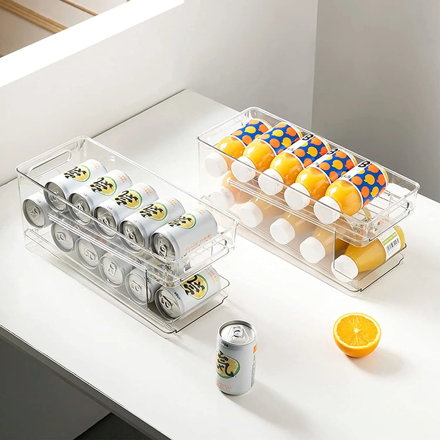 2-layer Plastic Clear Soda Can Storage Organizer Canned Drink Holder ...