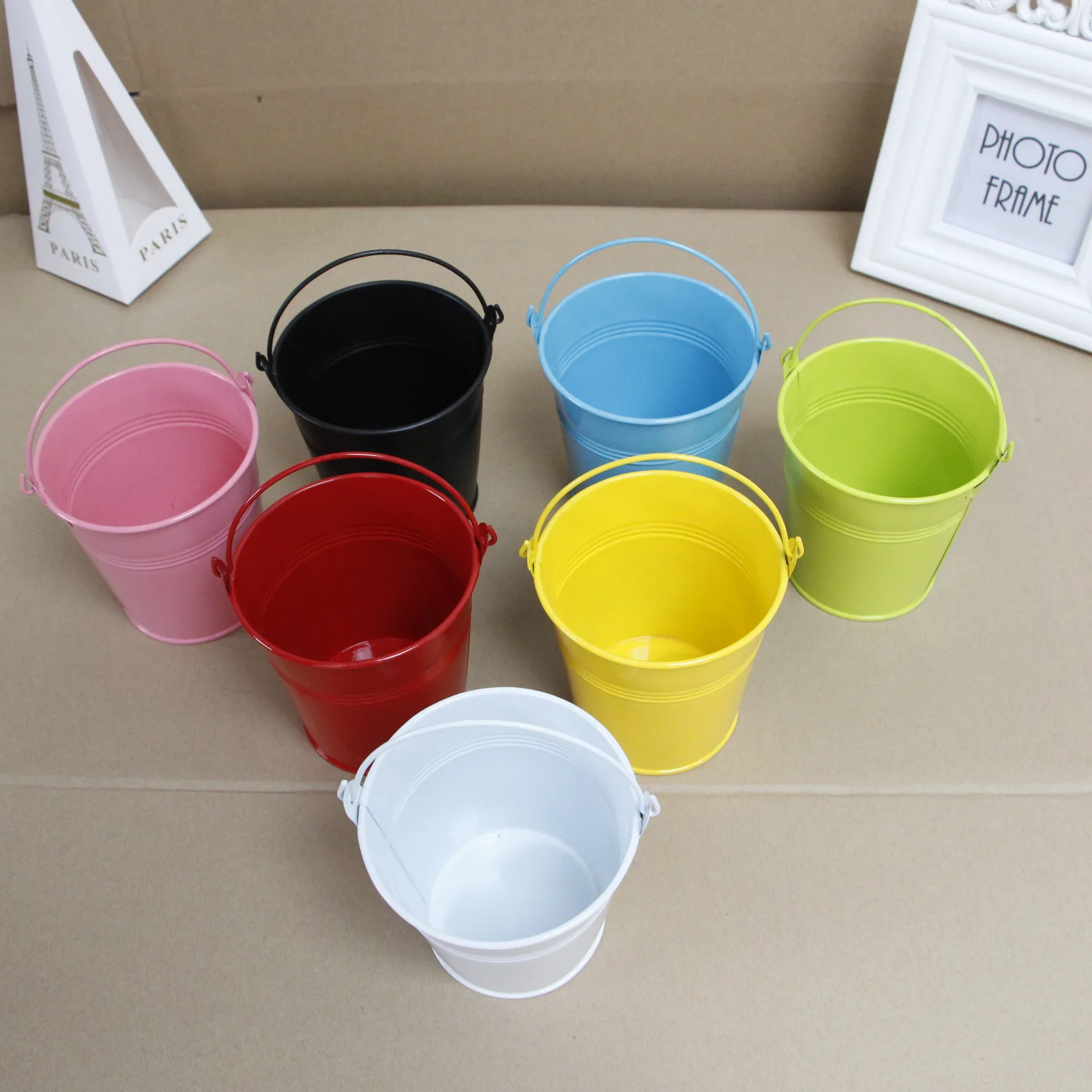 Iron Water Metal Bucket Candy Snack Party Round Flower Pot Plant Basket ...