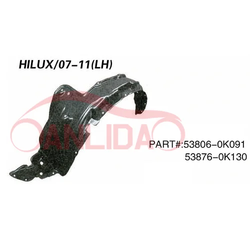 Inner Fender Liners for HILUX 2007-2011 - Durable & Black