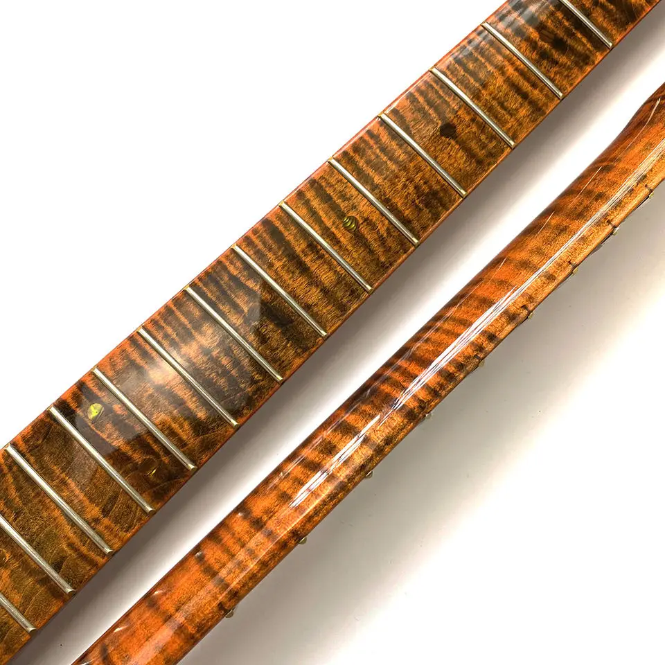 9.5 Inch Radius 21 Fret Dark Brown Tiger Flame Maple Tl Electric Guitar ...