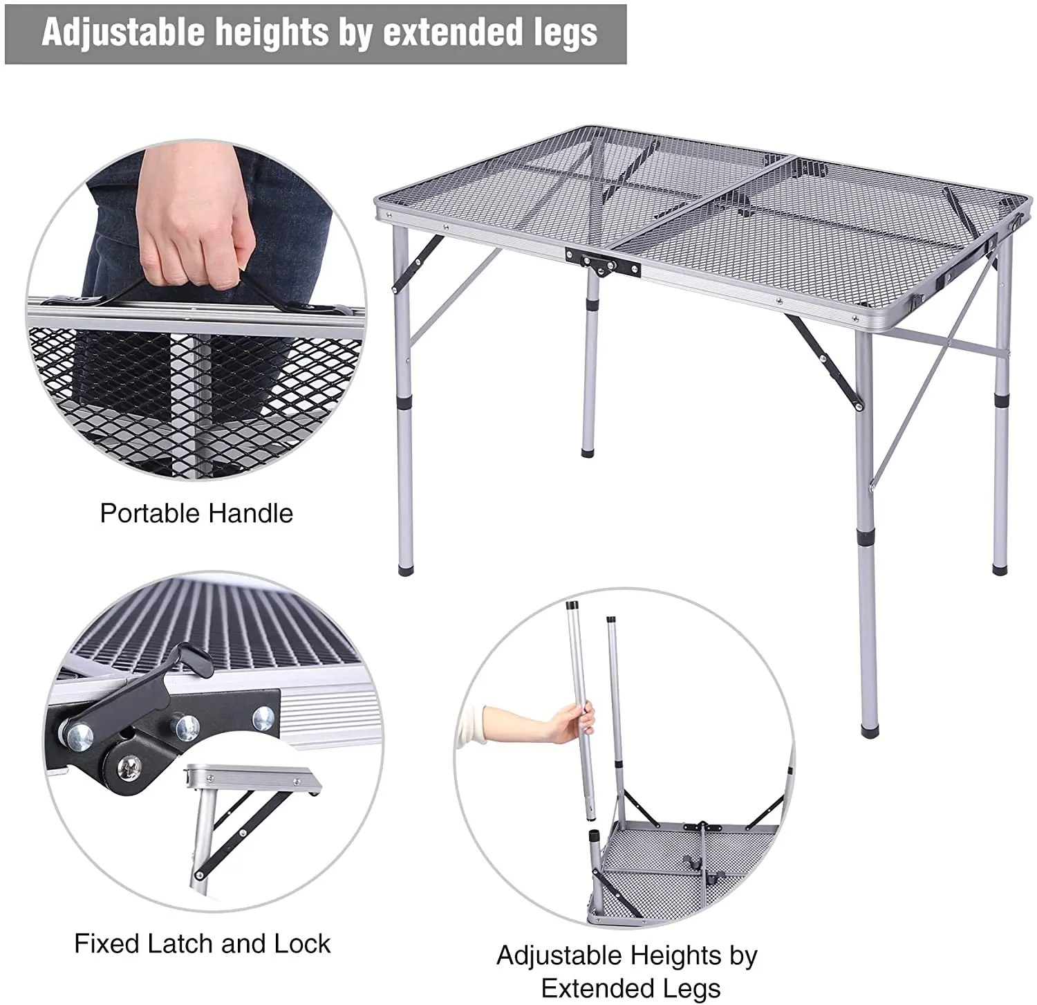Portable Grill Table For Outdoor,Aluminum Camping Table With Mesh Top ...