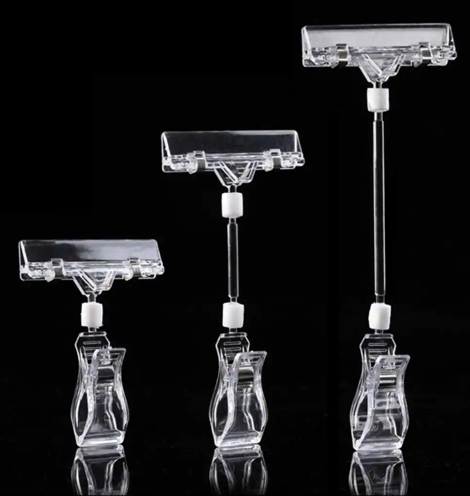 Transparent Plastic Sign Holder Clip Rotatable Double-headed ...