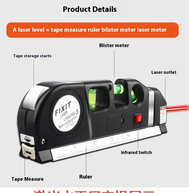 High-Precision DIY Industrial Laser Level Ruler Multi-Function Green ...