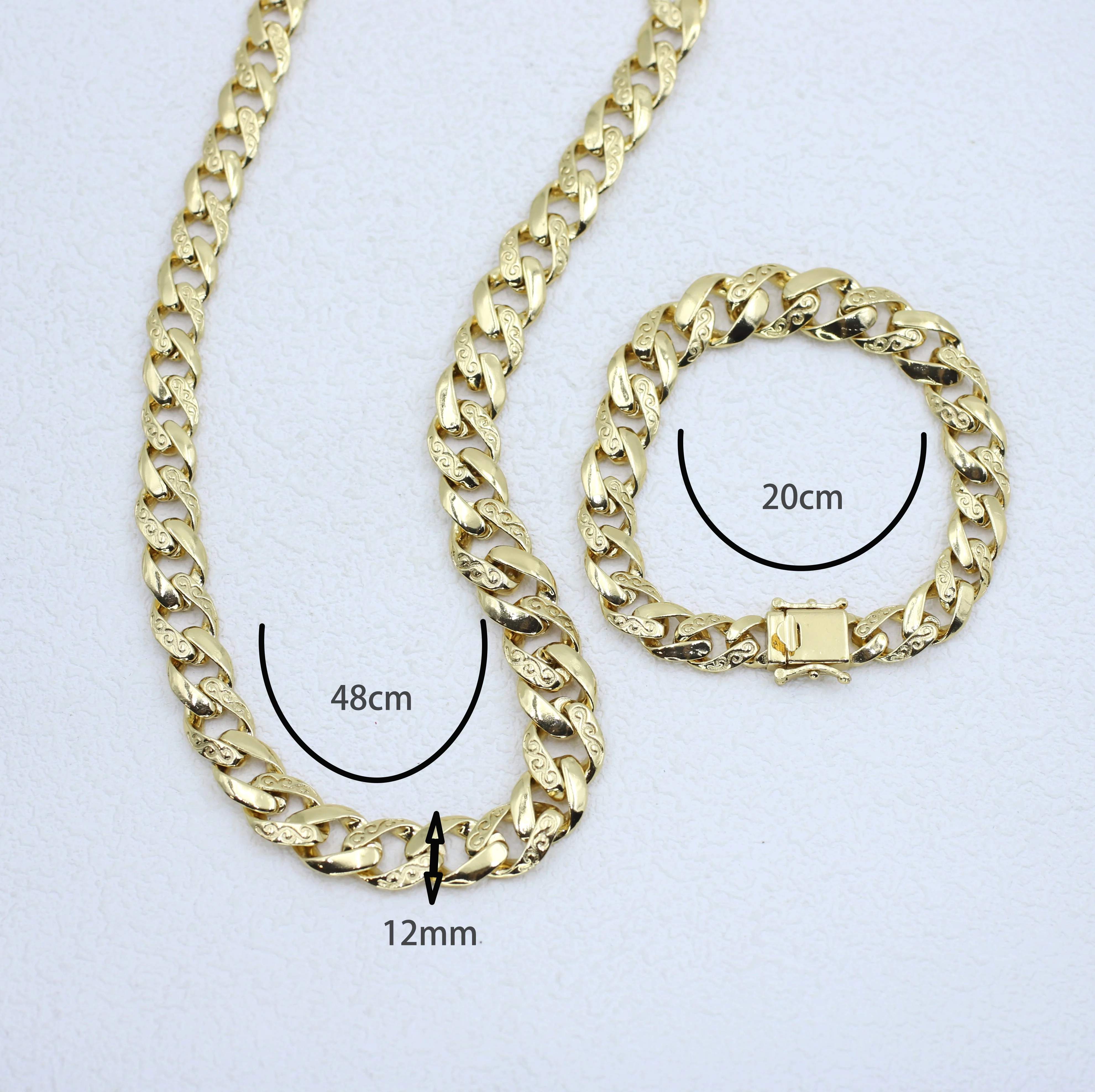 18K Gold Plated Unisex Copper Cuban Link Chain Necklace Non-Tarnish ...