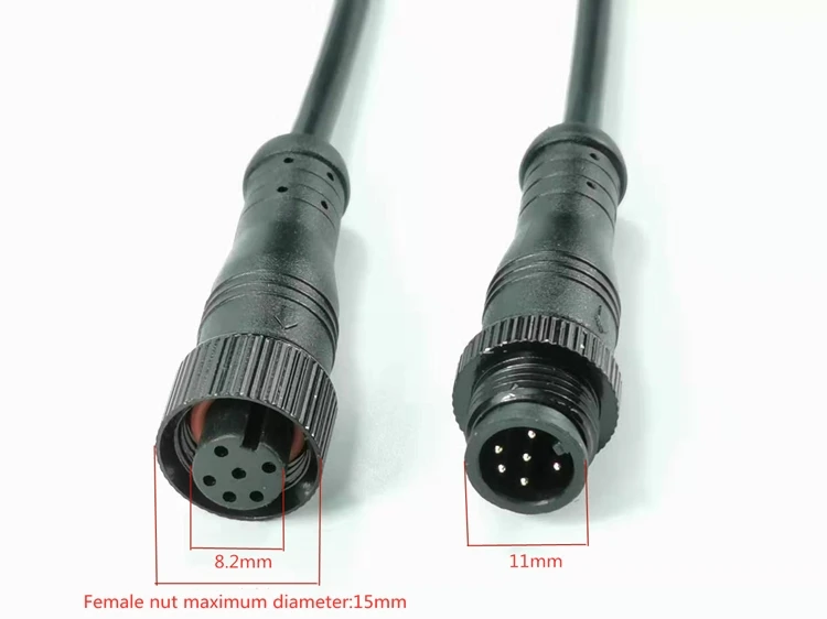 M12 6pin Waterproof Connectors for LED Displays & Lighting