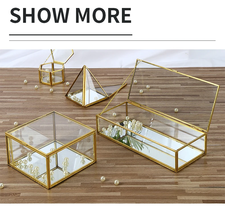 DIGU Custom Beautiful Handmade square Mirror Glass Golden Jewelry clear ...