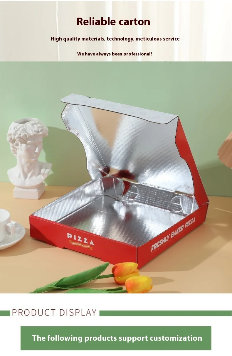 Aluminum Foil Disposable Pizza Box 7 8 9 10 12.1 Inch Kraft Paper Takeaway Corrugated Packing ...