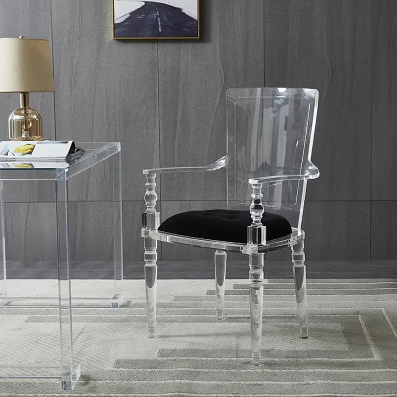 High-end Designer Acrylic Dining Chair Net Red Velvet Living Room ...