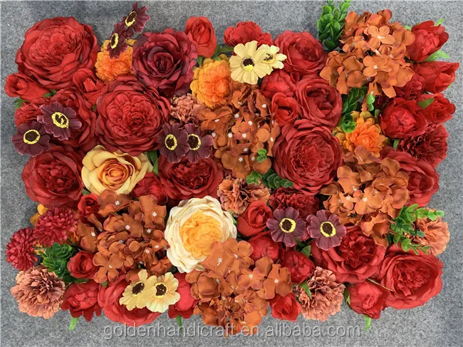 Artificial Silk Red Rose Flower Wall Mat Backdrop - Free Sample