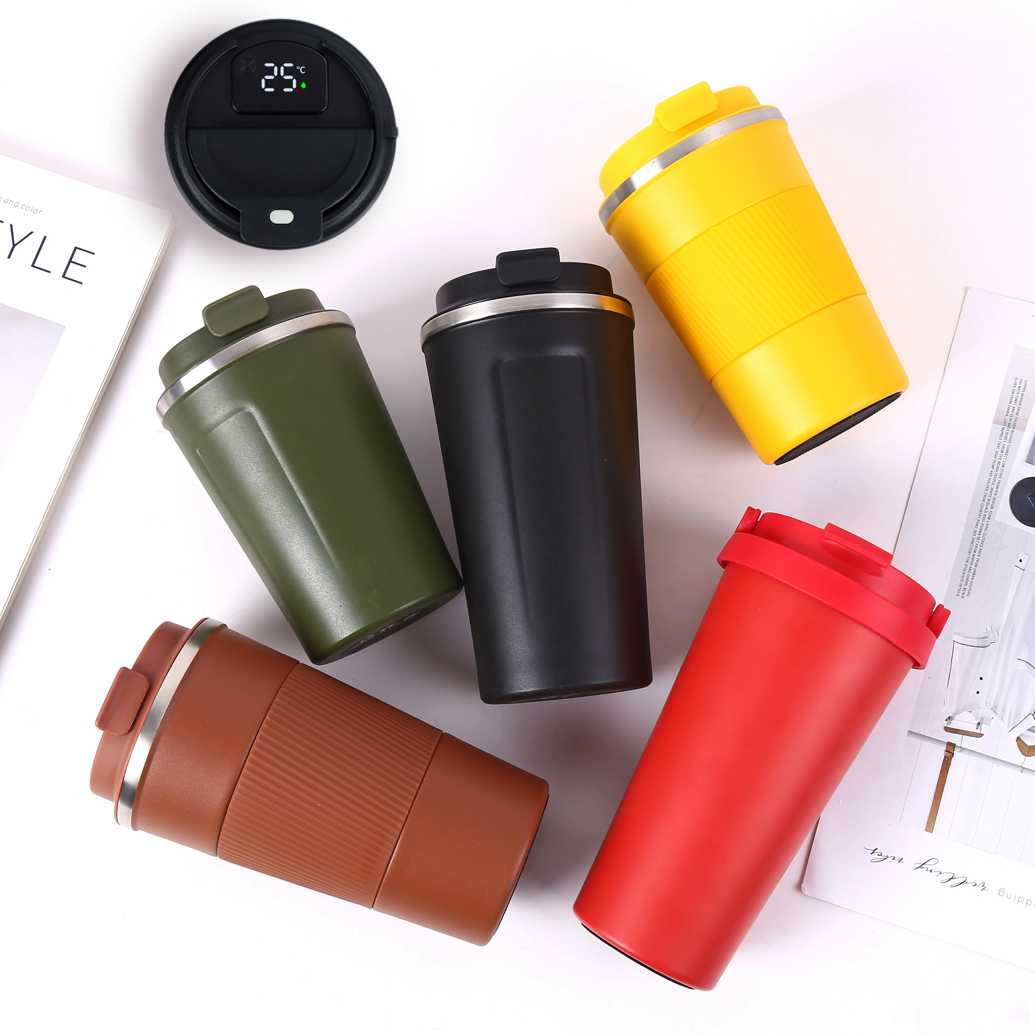 Custom Double Wall Travel Coffee Mug Portable Tea Wine Cups 500 Ml ...