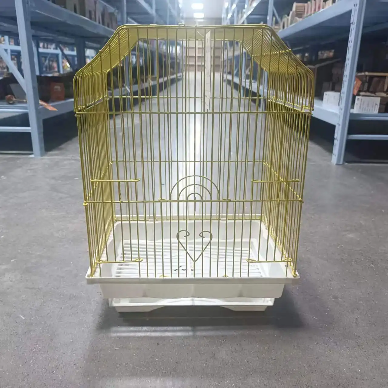 Yellow Metal Square Bird Cage Small Convenient Foldable Parrot Cage ...