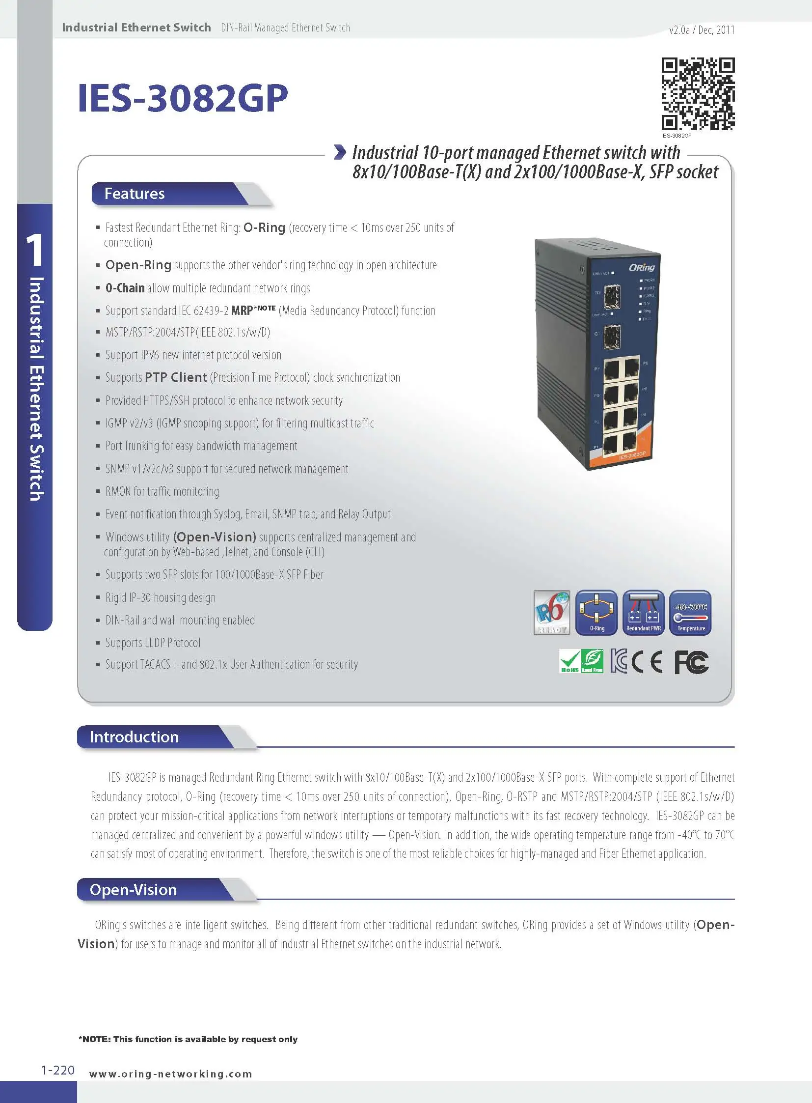 ORING IES-3082GP Industrial 10-Port Managed Ethernet Switch