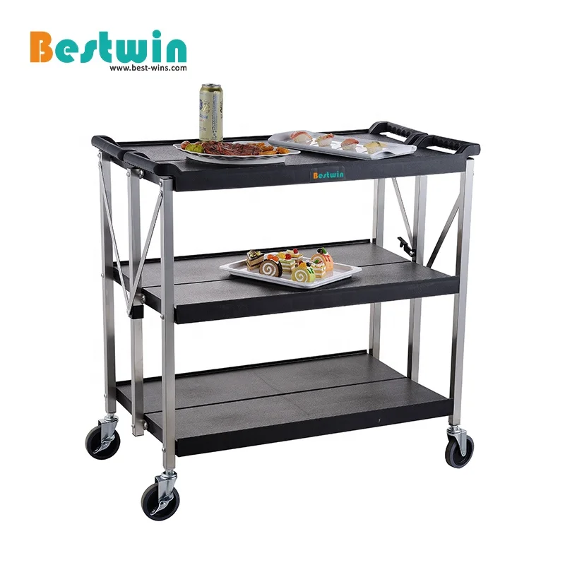 Collapsible Food Cart - Heavy Duty Folding Utility Trolley