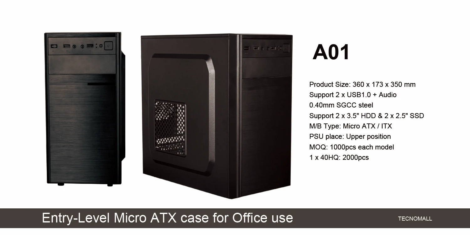 ITX/MICRO ATX Black Micro Tower ABS SLIM OFFICE PC CASE A01 Pc Case ...