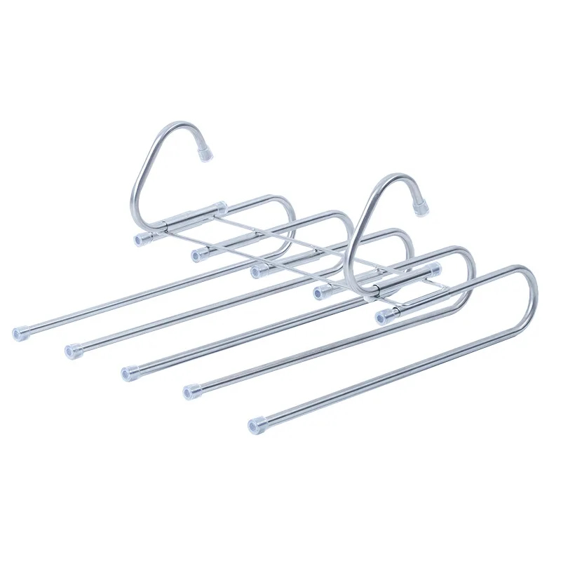Pants Hangers Space Saving Pants Rack Magic Metal Space Saver 5 Layered ...