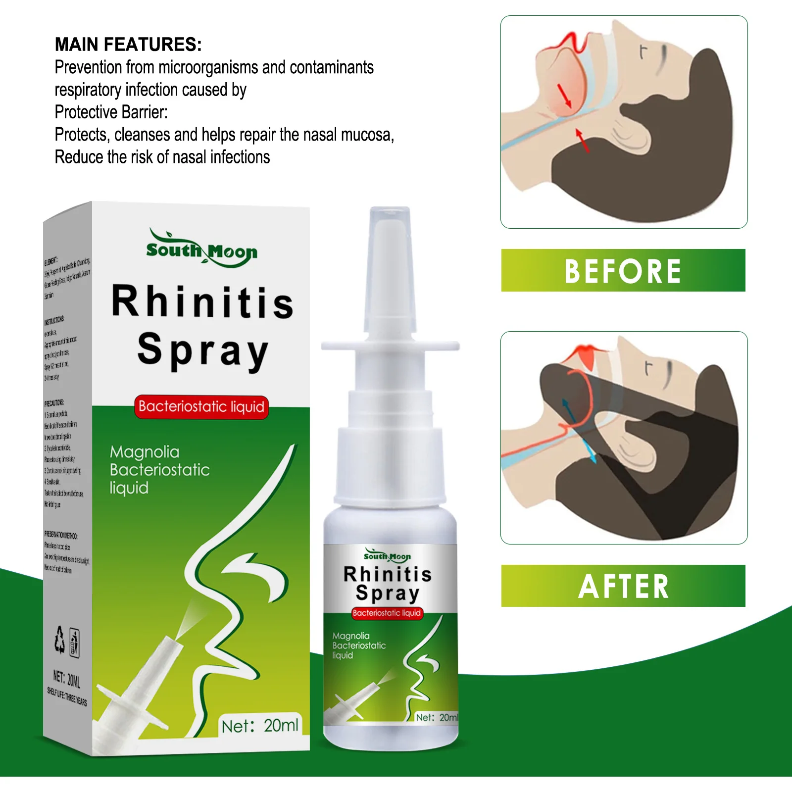 20ml Portable Rhinitis Spray Nasal Sprays Rhinitis Sinusitis Spray ...