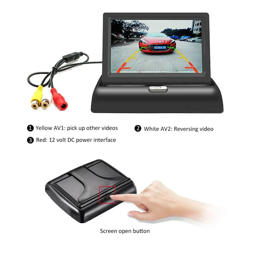 Iposter 4.3" Car Reverse Screen Display Foldable Car Rear View Lcd ...