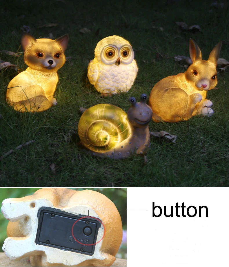 Outdoor Solar Powered Lawn Landscape Gift Resin Fox Figurine Statue ...