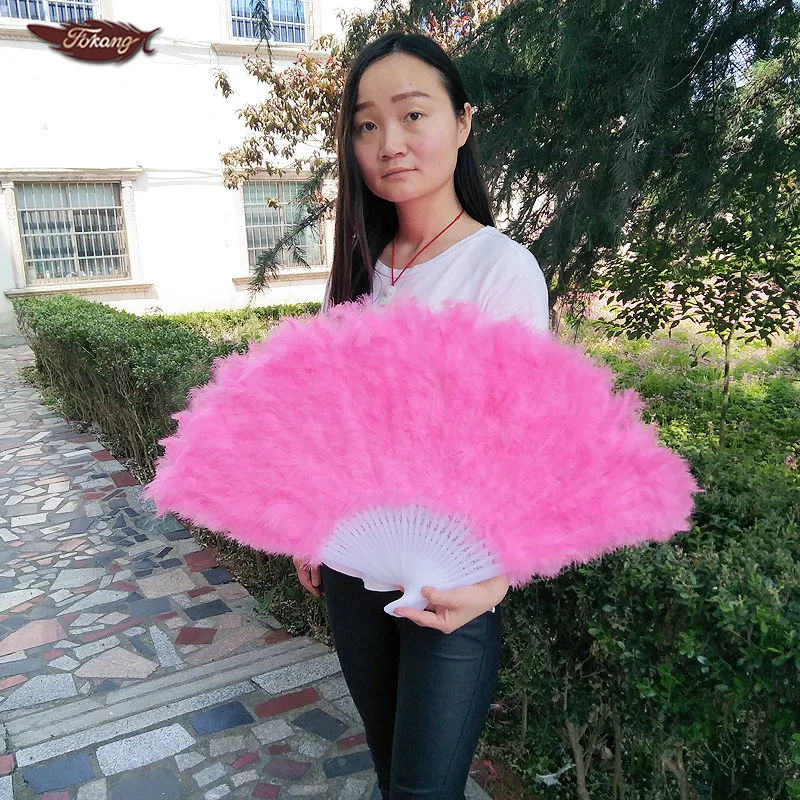 Large Dance Fans - Elegant Feather Turkey Marabou Hand Fans