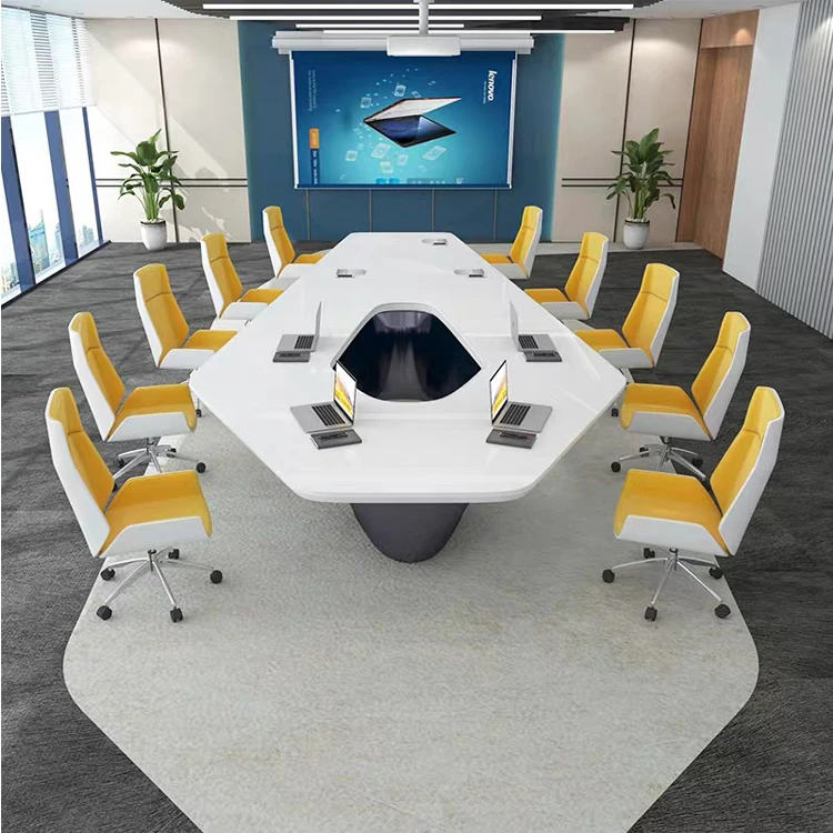 Acrylic 20 Seater Meeting Table Modern Conference Room Table And Chairs ...