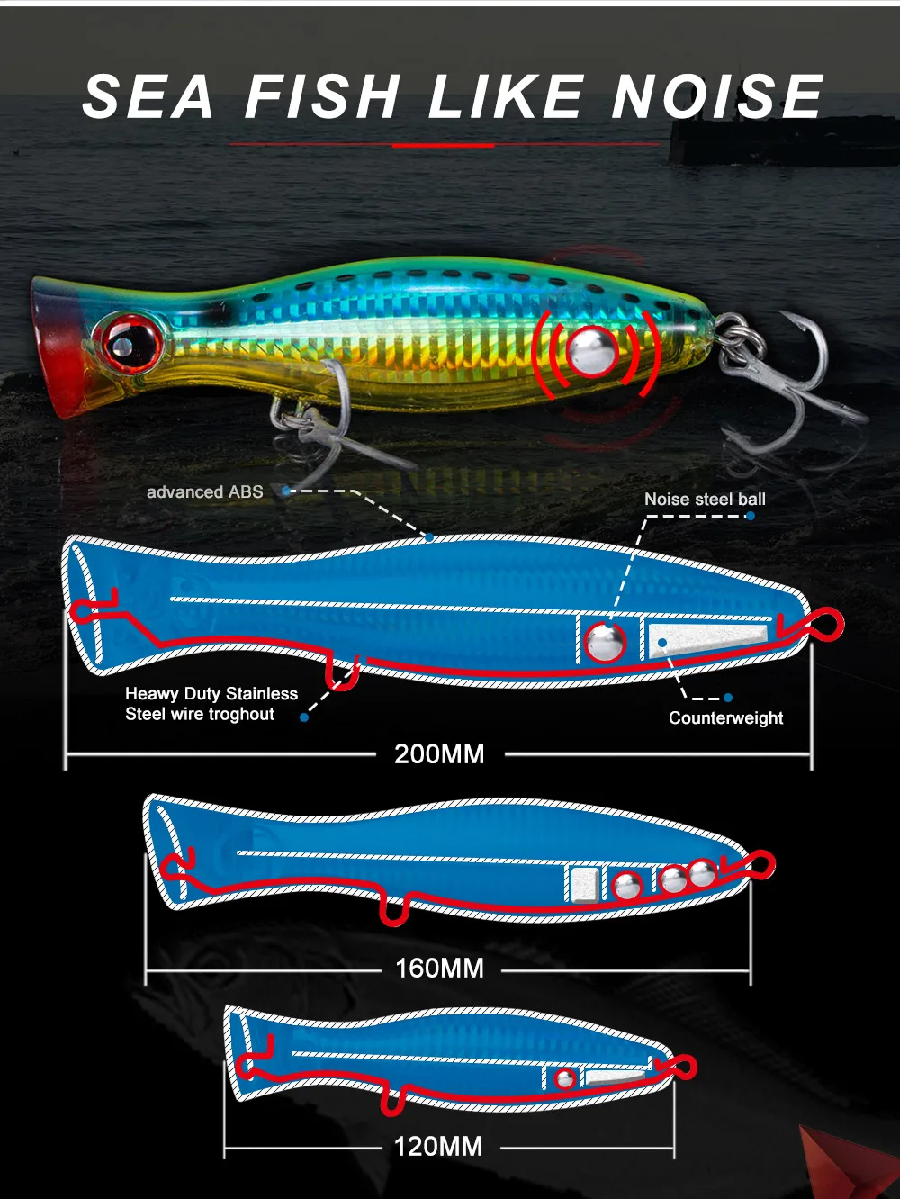 NOEBY NBL 9602 Poppers - Topwater Lures for Sea Fishing