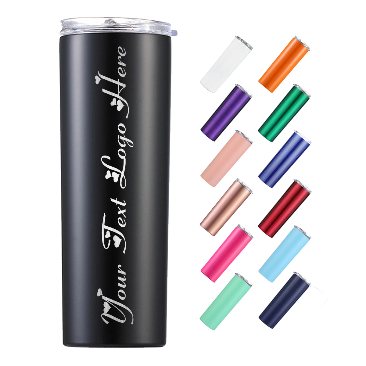 Personalized Skinny Tumbler 20 Oz With Lid And Straw Custom With Logo ...