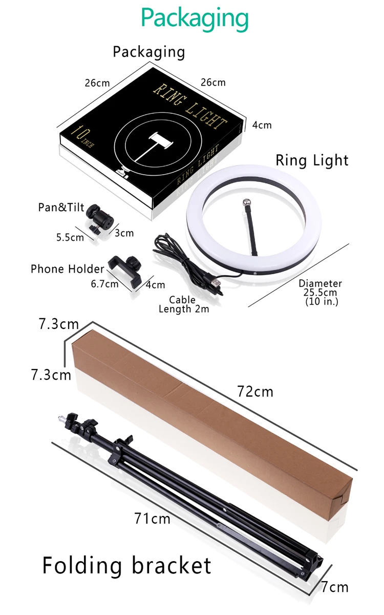 10 Inch Led Ring Light Dimmable Ringlight 3200k-5600k Photography ...