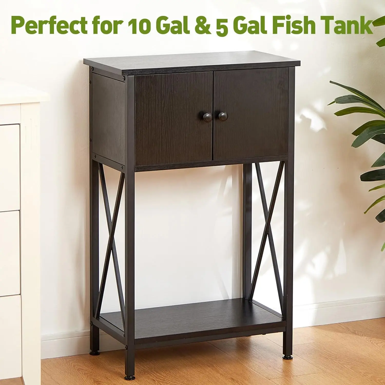 Metal Frame Fish Tank Stand With Cabinet Heavy Duty Aquarium Stand For ...