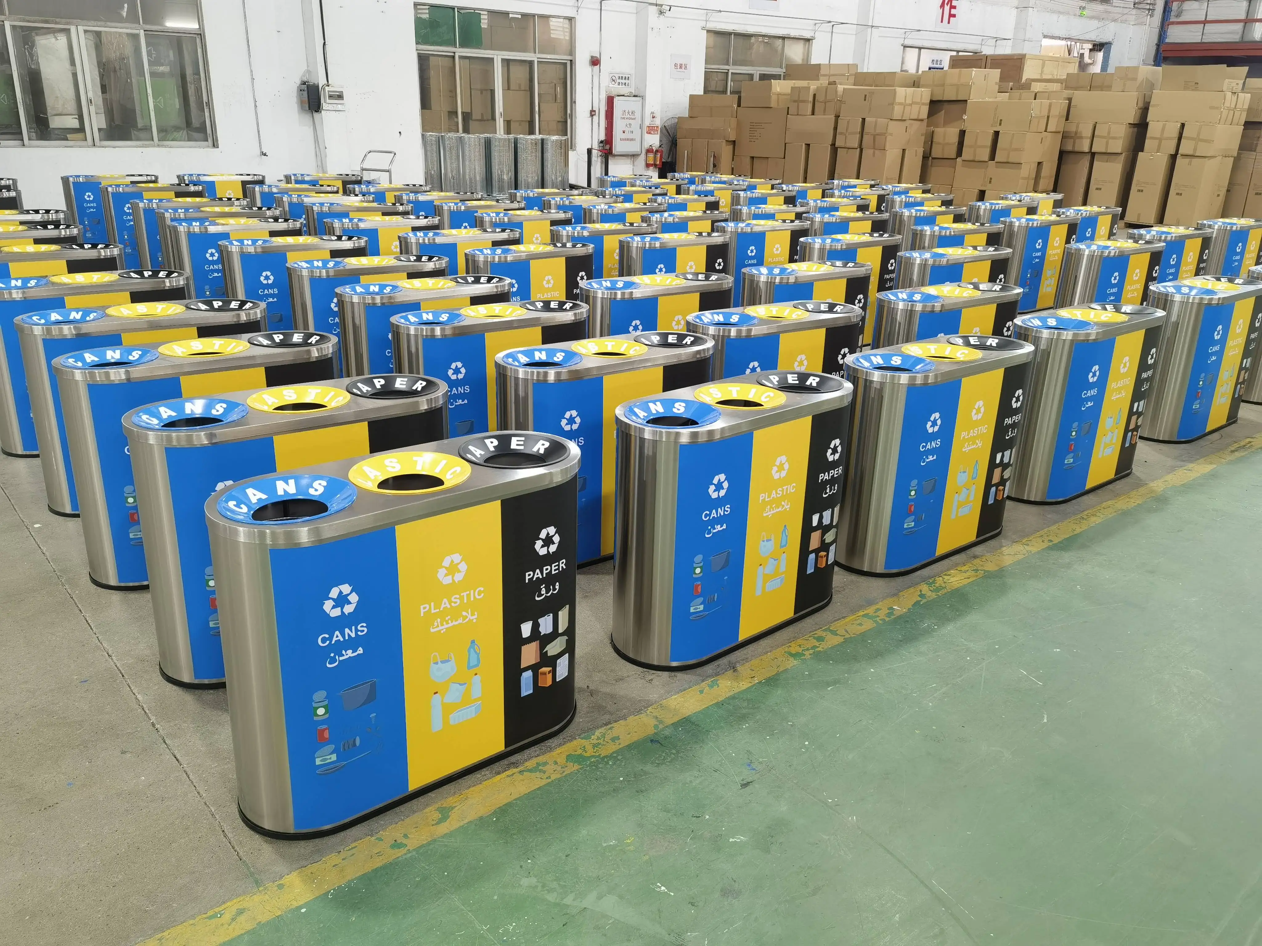 In Stock Factory Wholesale Oval Stainless Steel Trash Bin 3 in 1 Waste ...