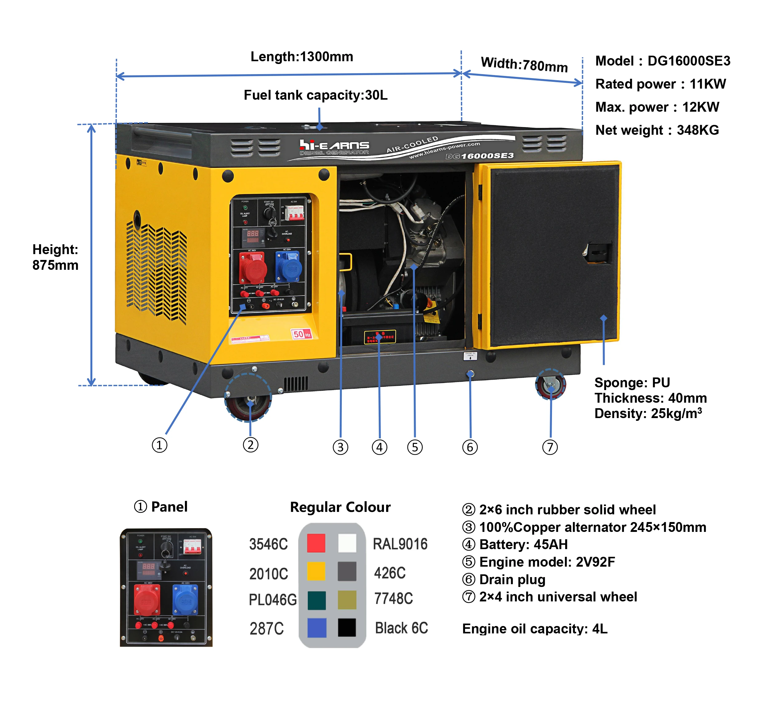 Hiarns 12kw/15kva V-트윈 실린더 HR2V98F 디젤 엔진 가정용 자동 디젤 발전기| Alibaba.com