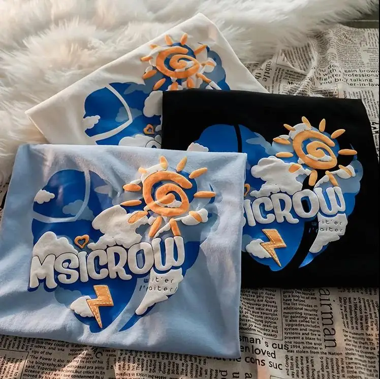 Oem 3d Printed Puff Foam T-shirt Men's 100% Cotton Custom Logo Heavy T ...