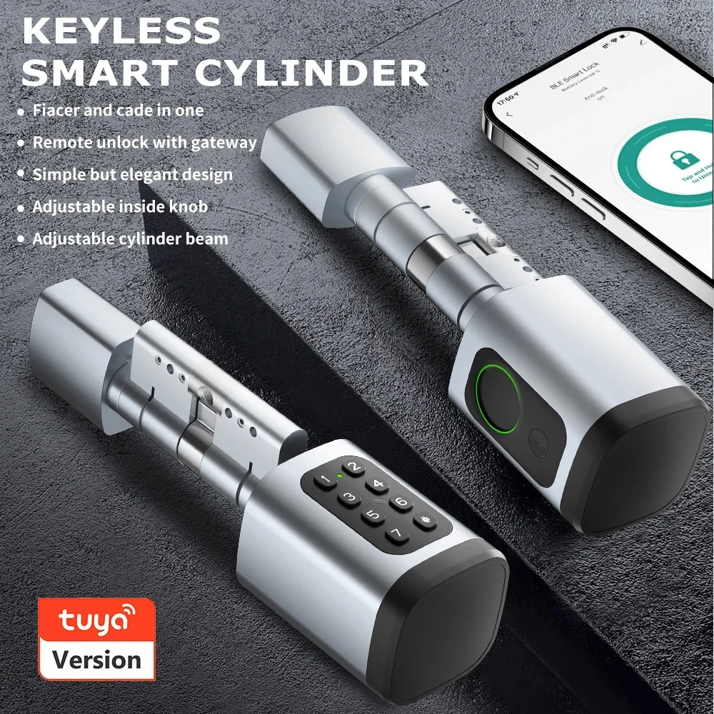 Fingerprint Euro smart cylinder lock ttlock tuya BLE Password key card ...